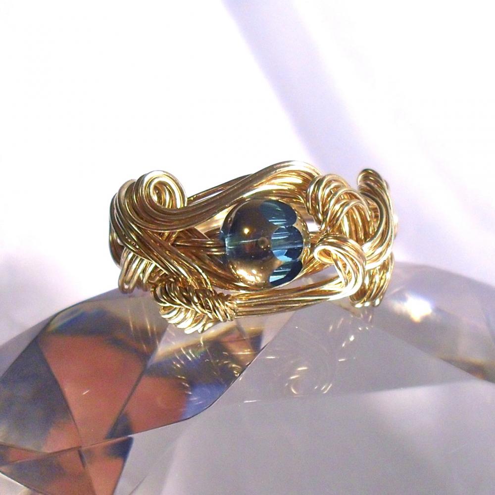 Scrolling Band Wire Wrapped Brass Ring on Luulla