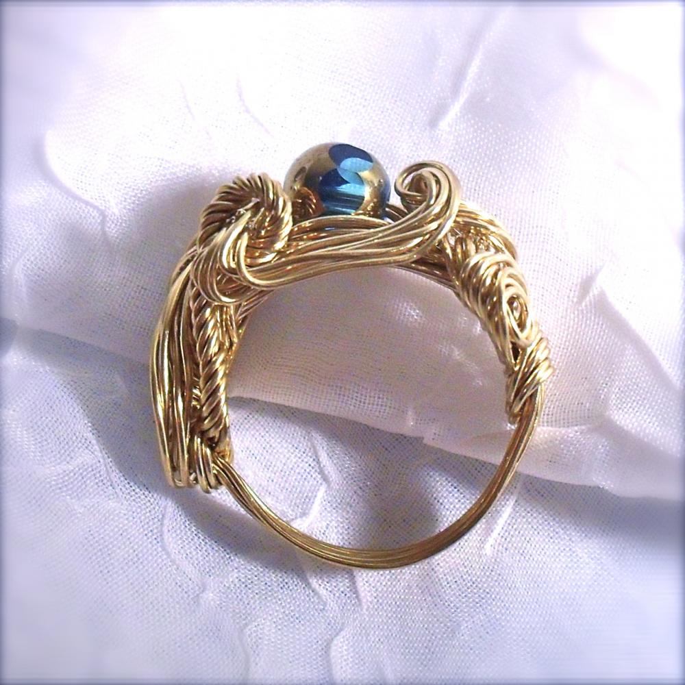 Scrolling Band Wire Wrapped Brass Ring on Luulla