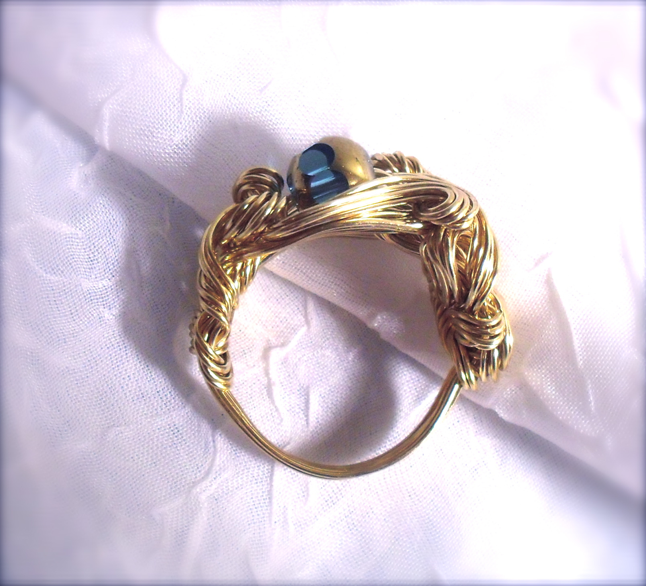 Scrolling Band Wire Wrapped Brass Ring on Luulla